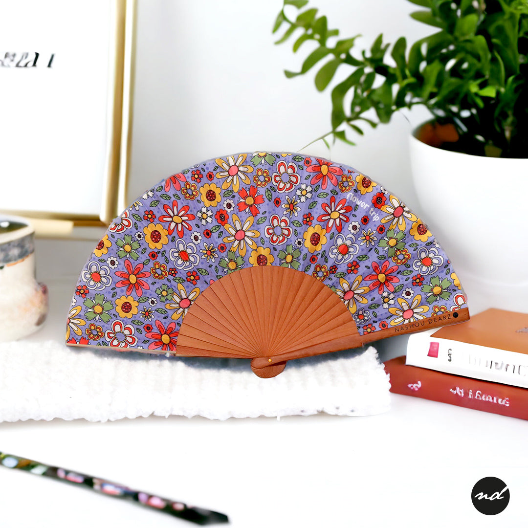 Flower Trip Wooden Hand Fan | Nashou Dearz | Hand Fans